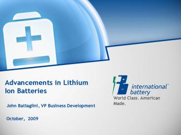 Advancements in Lithium Ion Batteries presentation | free to view