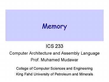 PPT – Memory PowerPoint presentation | free to download - id: 2276ae-NDlkZ