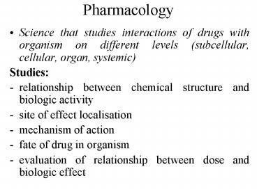 PPT – Pharmacology PowerPoint presentation | free to view - id: 227766 ...