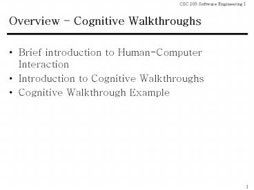 PPT – Overview - Cognitive Walkthroughs PowerPoint presentation | free ...