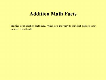Addition Math Facts presentation | free to view