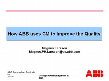 PPT – ABB Automation Products PowerPoint presentation | free to view ...