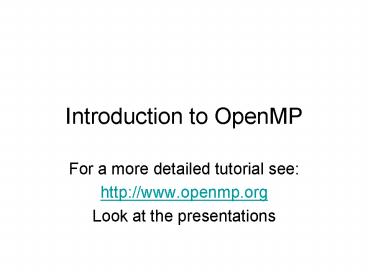 Introduction to OpenMP presentation | free to download