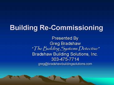 PPT – Building ReCommissioning PowerPoint presentation | free to view ...