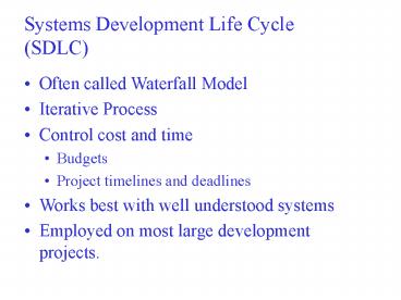 Systems Development Life Cycle SDLC presentation | free to view