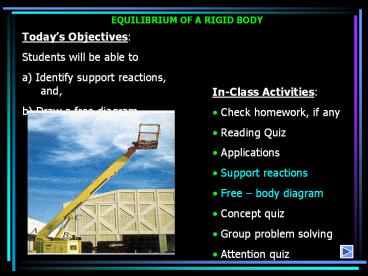 EQUILIBRIUM OF A RIGID BODY presentation | free to download