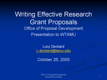 PPT – Writing Effective Research Grant Proposals Office of Proposal ...
