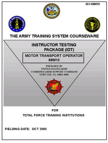 THE ARMY TRAINING SYSTEM COURSEWARE presentation | free to view