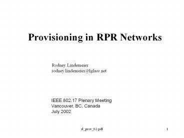 Provisioning in RPR Networks presentation | free to download