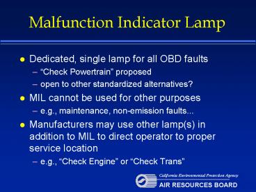Malfunction Indicator Lamp presentation | free to view