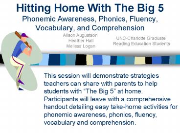 PPT – Hitting Home With The Big 5 Phonemic Awareness, Phonics, Fluency ...