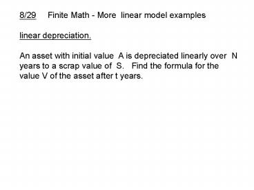 8/29 Finite Math - More linear model examples presentation | free to ...