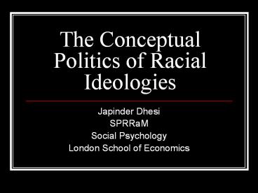 The Conceptual Politics of Racial Ideologies presentation | free to view