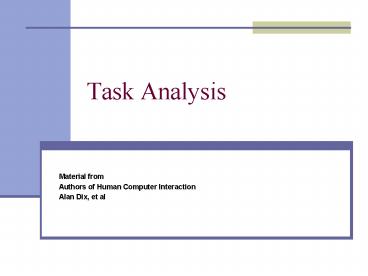 Task Analysis presentation | free to view