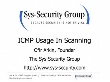 PPT – ICMP Usage In Scanning PowerPoint presentation | free to view ...