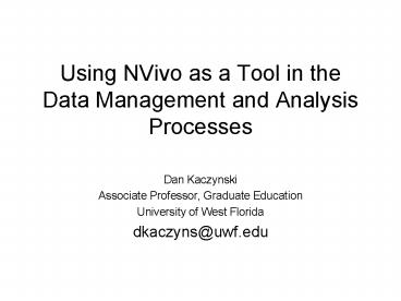 Using NVivo as a Tool in the Data Management and Analysis Processes ...