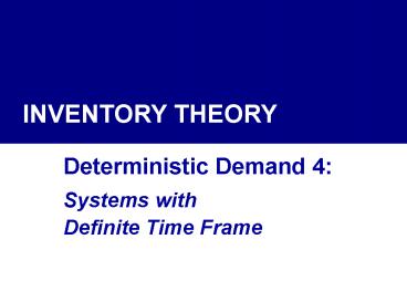 INVENTORY THEORY presentation | free to view