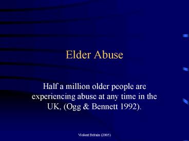 Elder Abuse presentation | free to view