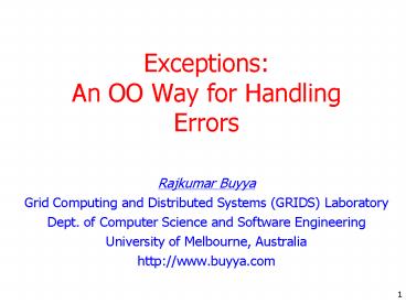 PPT – Exceptions: An OO Way for Handling Errors PowerPoint presentation ...