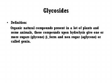 Glycosides presentation | free to view