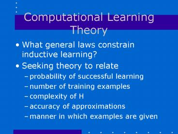 Computational Learning Theory presentation | free to view