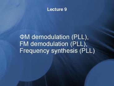 FM demodulation PLL, FM demodulation PLL, Frequency synthesis PLL ...