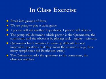 PPT – In Class Exercise PowerPoint presentation | free to download - id ...