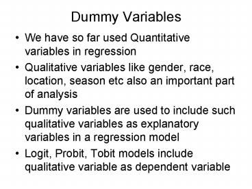 PPT – Dummy Variables PowerPoint presentation | free to view - id ...