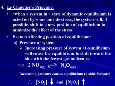 Le Chateliers Principle: presentation | free to view