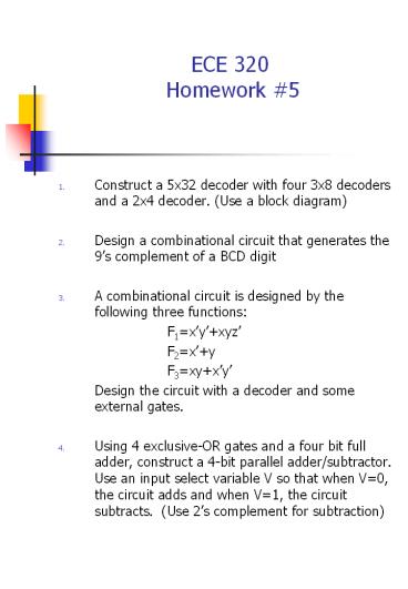 PPT – ECE 320 Homework PowerPoint presentation | free to download - id ...