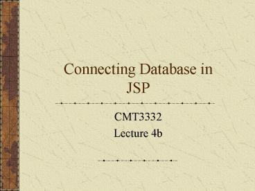 Connecting Database in JSP presentation | free to view
