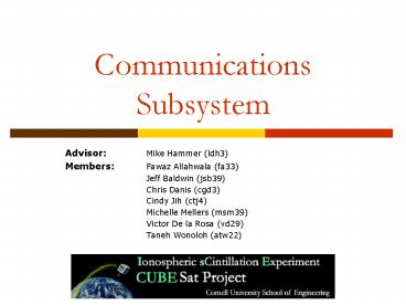 Communications Subsystem presentation | free to view