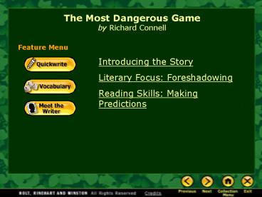 The Most Dangerous Game by Richard Connell presentation | free to view