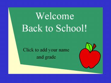 Welcome Back to School! presentation | free to view