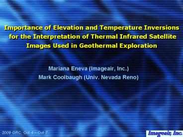 PPT – Importance of Elevation and Temperature Inversions for the ...