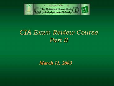 CIA Exam Review Course presentation | free to view
