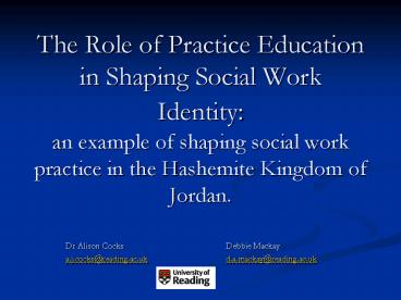 The Role of Practice Education in Shaping Social Work Identity: an ...