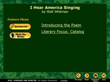 I Hear America Singing by Walt Whitman presentation | free to view