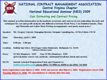 NATIONAL CONTRACT MANAGEMENT ASSOCIATION presentation | free to view