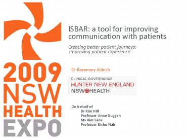 ISBAR: a tool for improving communication with patients presentation ...