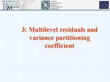 3: Multilevel residuals and variance partitioning coefficient presentation | free to view