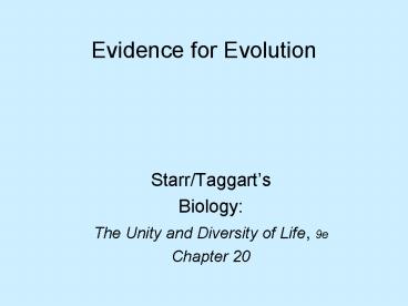 PPT – Evidence for Evolution PowerPoint presentation | free to view ...