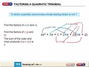 PPT – To factor quadratic polynomials whose leading factor is not 1 ...