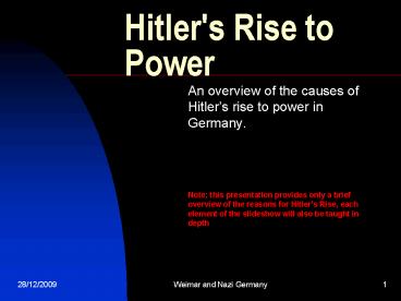 Hitler's Rise to Power presentation | free to view