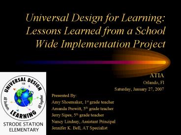 PPT – Universal Design for Learning: Lessons Learned from a School Wide ...