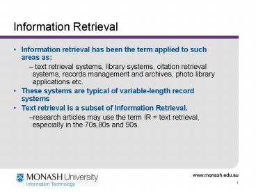 Information Retrieval presentation | free to view