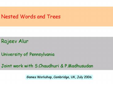 PPT – Nested Words and Trees PowerPoint presentation | free to view ...