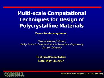 Materials Process Design and Control Laboratory presentation | free to view