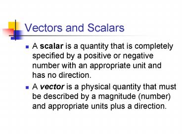 Vectors and Scalars presentation | free to view