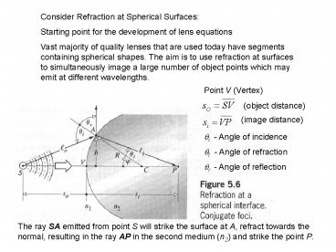 Consider Refraction at Spherical Surfaces: presentation | free to view